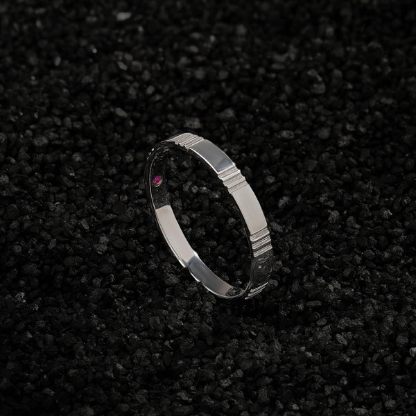 Men's 925 Sterling Silver Etched Band Ring - Atolyestone