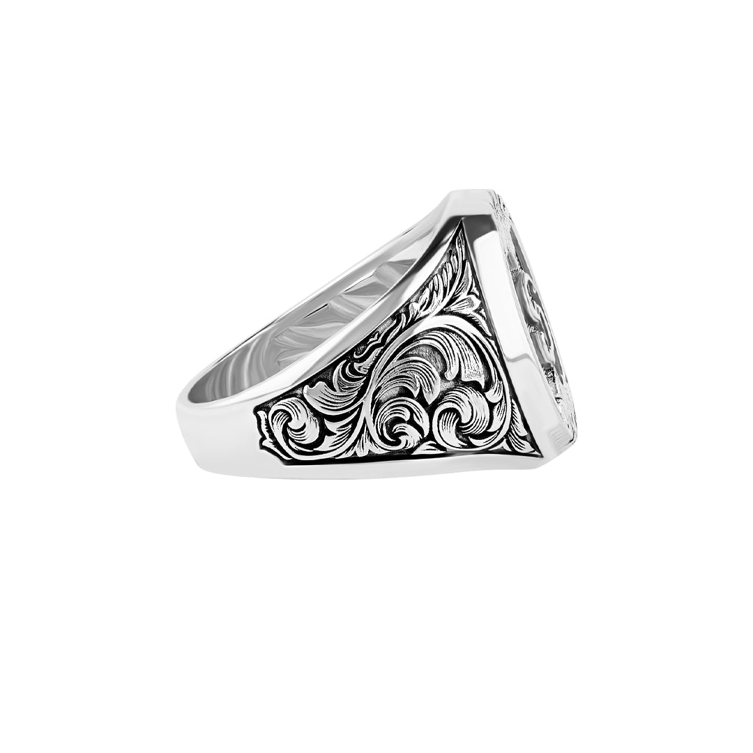925 Sterling Silver Classic Letter Signet Ring for Men - Atolyestone