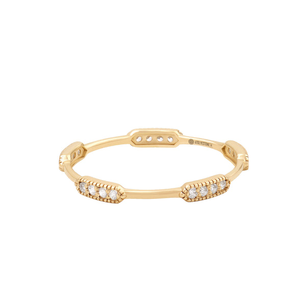Solid Gold Diamond Milgrain Eternity Stacking Ring - Atolyestone