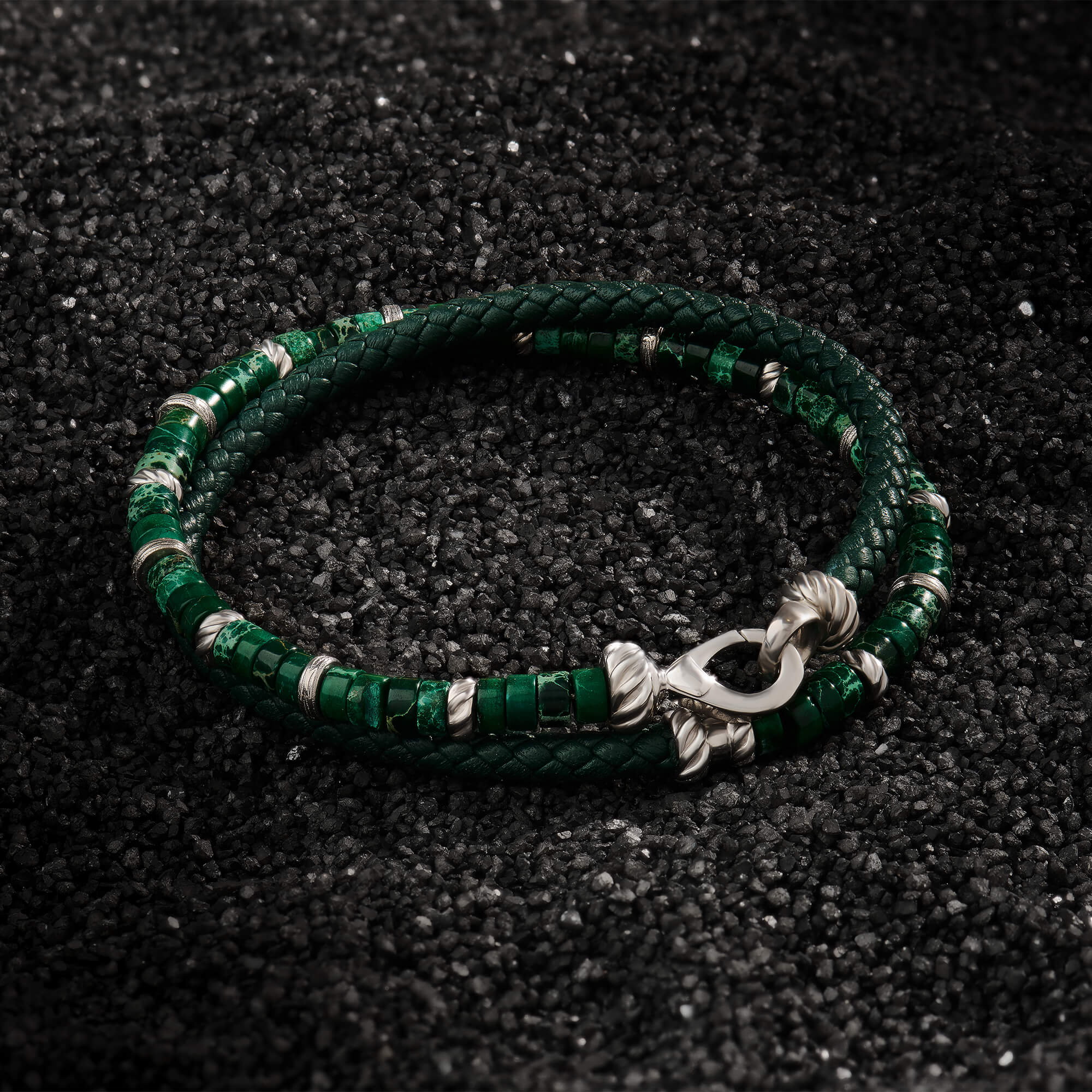Jasper Heishi Beads and Leather Wrap Bracelet - Atolyestone