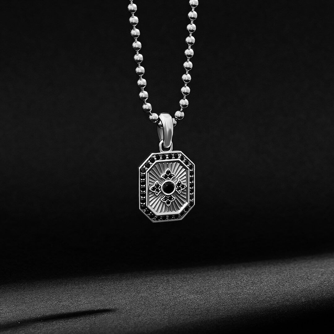 Men's 925 Sterling Silver Octagon Cross Pendant - Atolyestone