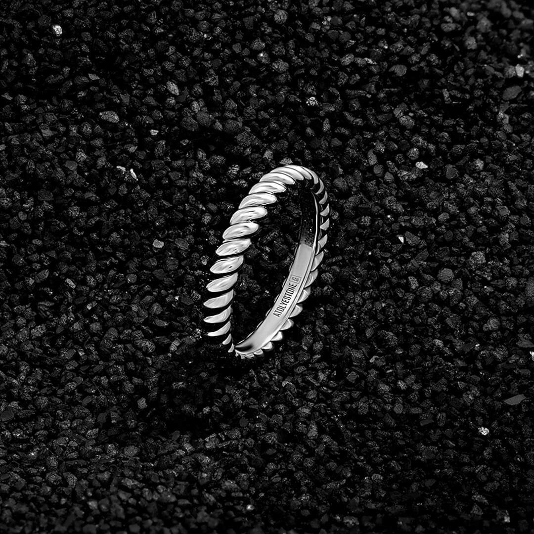 Men's 925 Sterling Silver Rope Ring - Atolyestone