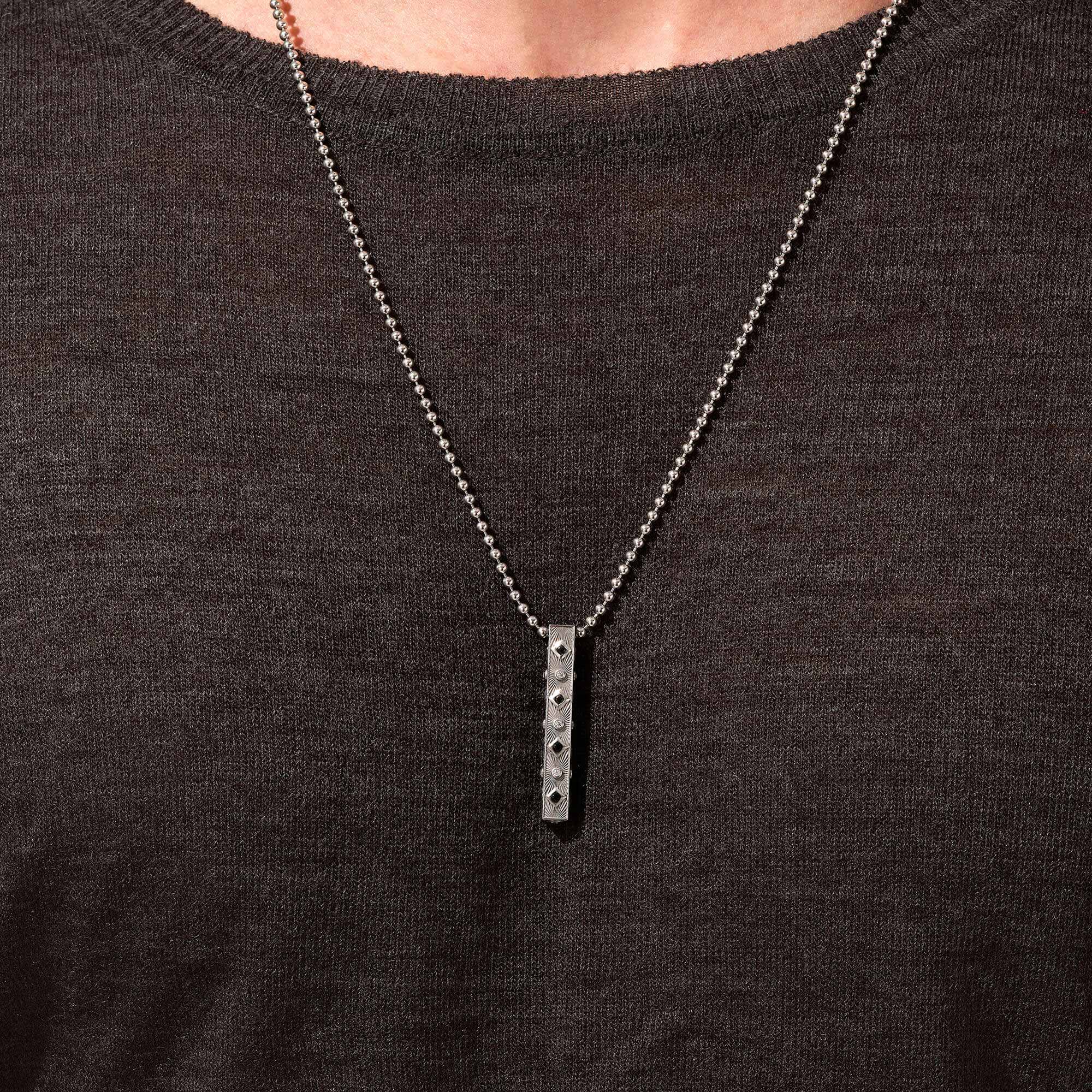 Men's Gold Pendant Paved With Black & White Diamonds - Atolyestone
