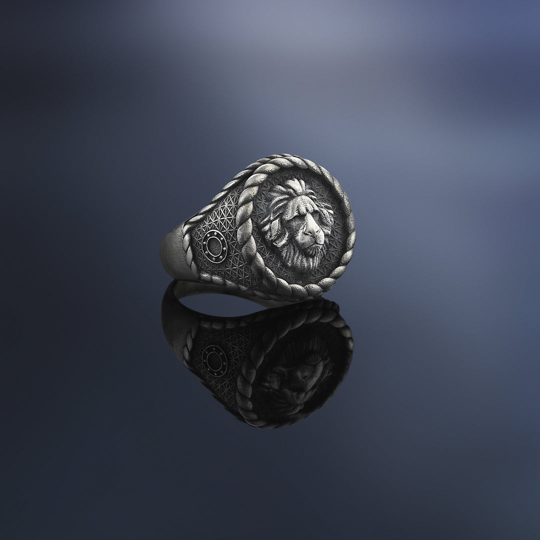 Men's Imperial Leo Ring in 925 Silver or Aged Silver - Atolyestone