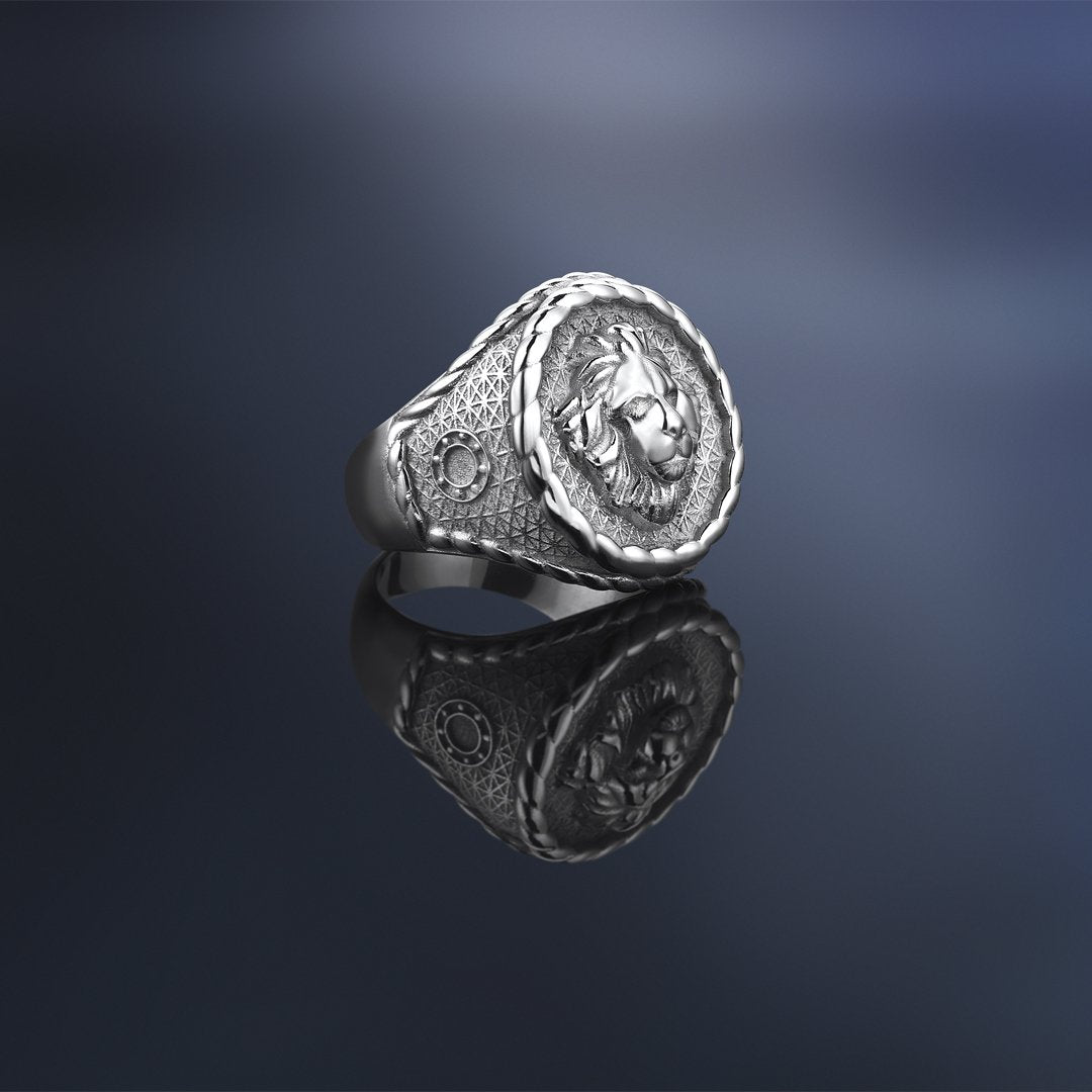 Men's Imperial Leo Ring in 925 Silver or Aged Silver - Atolyestone