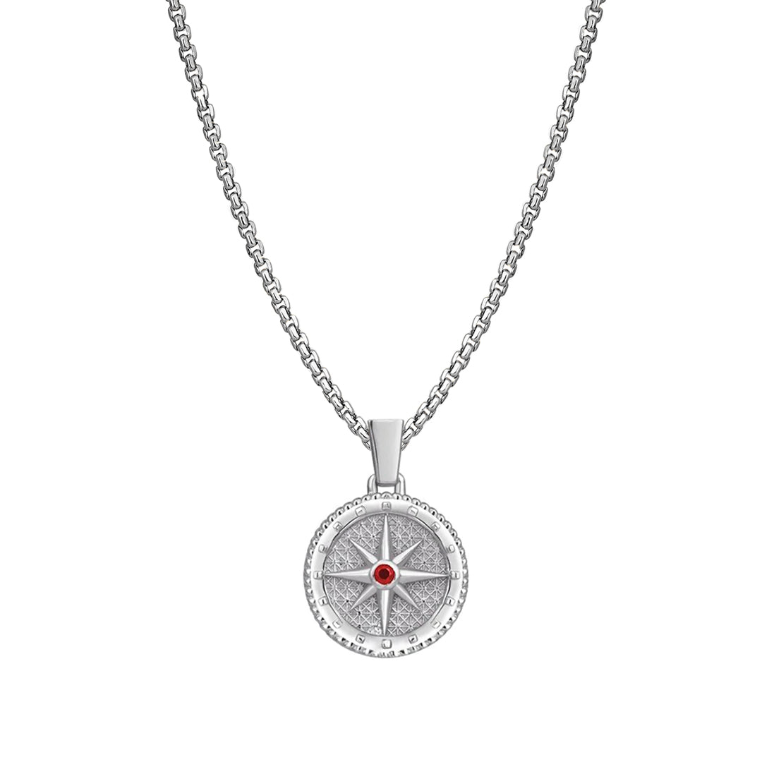 Men's Compass Necklace Charm with Chain - Atolyestone