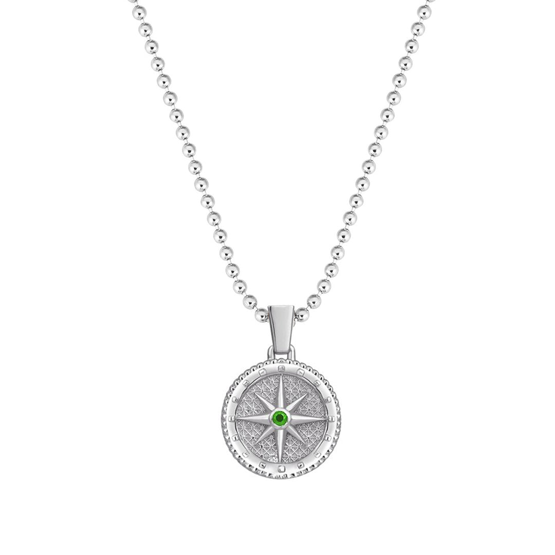 Men's Compass Necklace Charm with Chain - Atolyestone