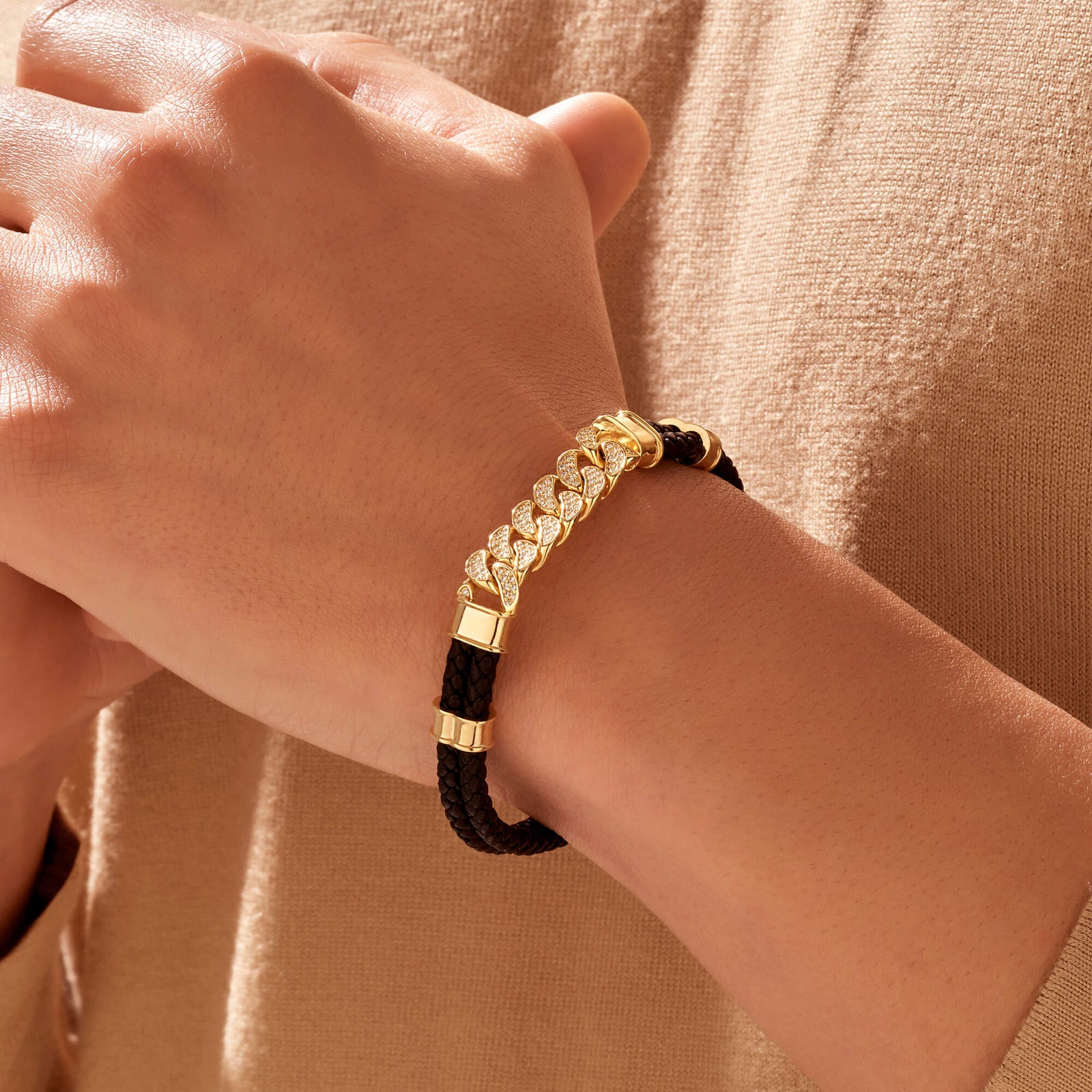 Gold leather bracelet store