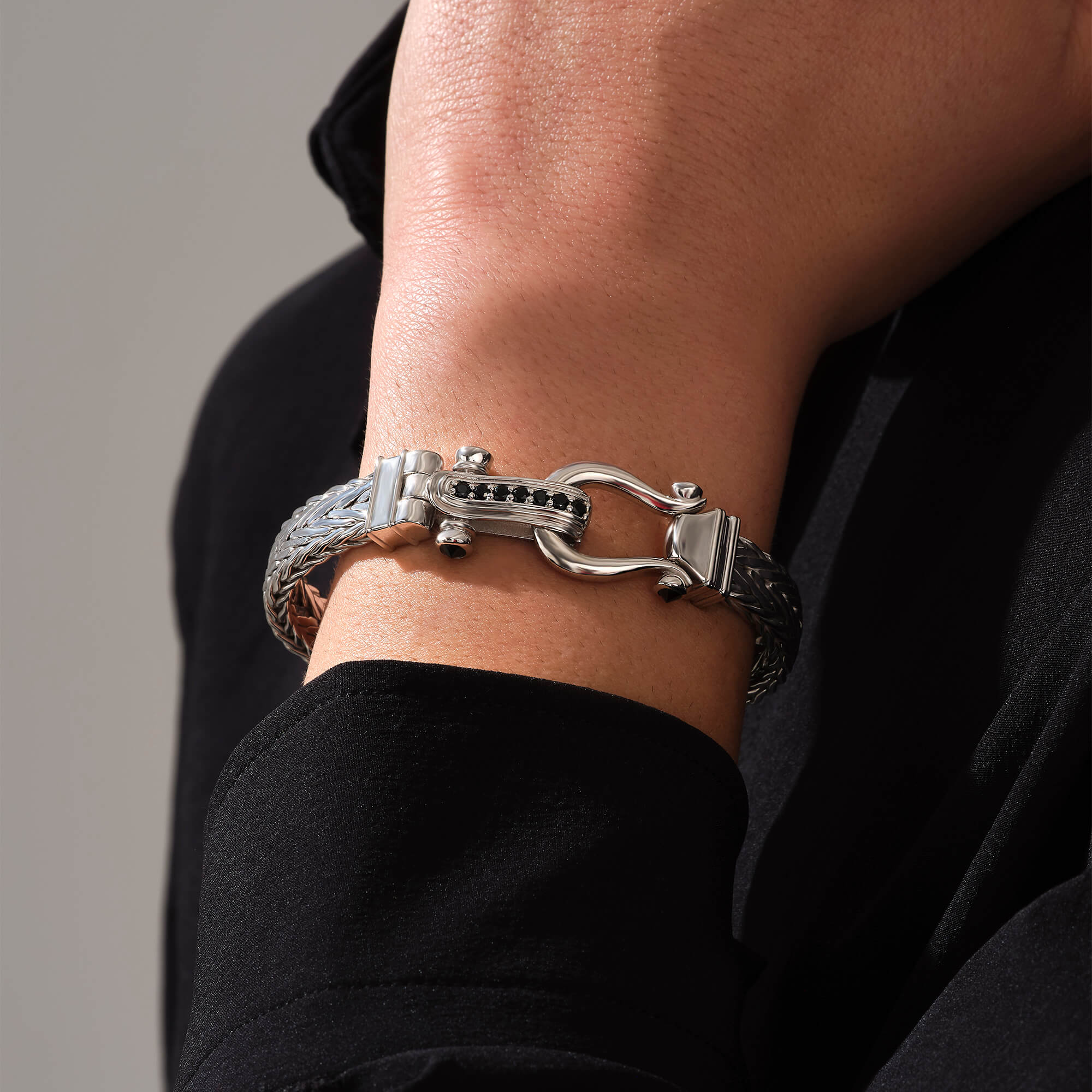 18K Real Gold 10mm Iconic Woven Bangle for Men - Atolyestone