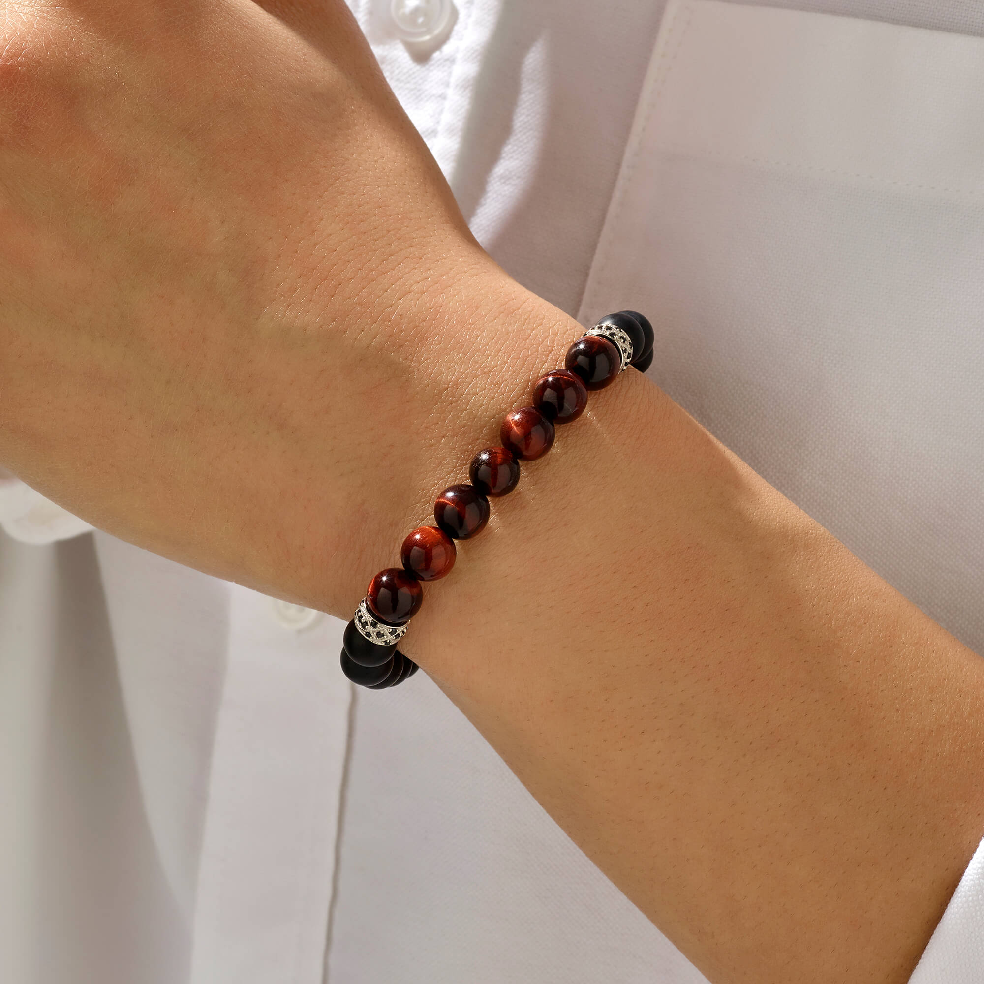 Men's Beaded Bracelet with Natural Stones - Atolyestone