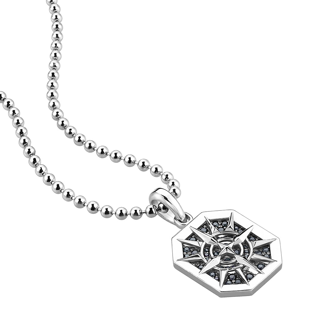 Men's Octagon Compass Pendant in 925 Sterling Silver - Atolyestone