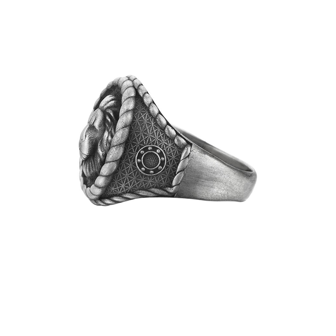 Men's Imperial Leo Ring in 925 Silver or Aged Silver - Atolyestone