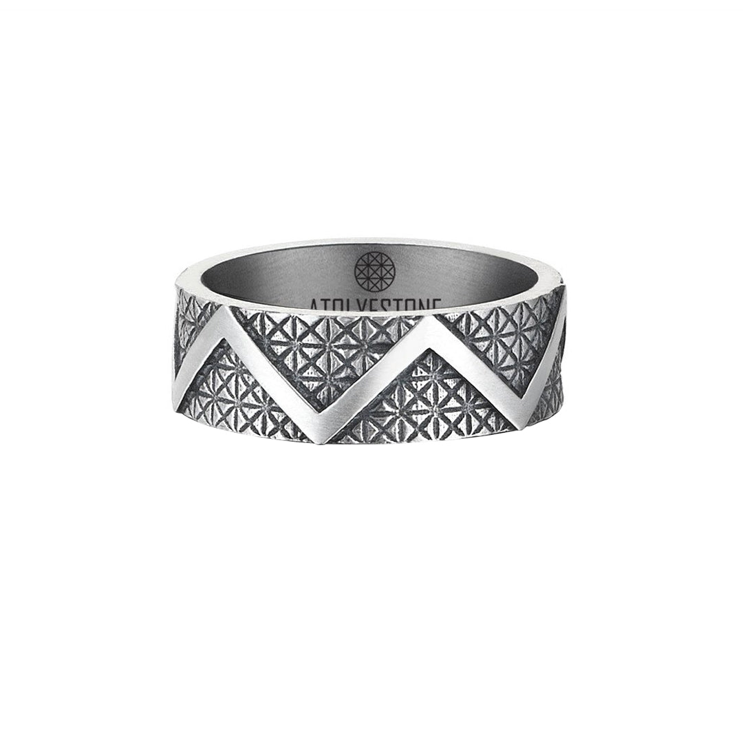 Men's Jagged Ring in 925 Sterling Silver - Atolyestone