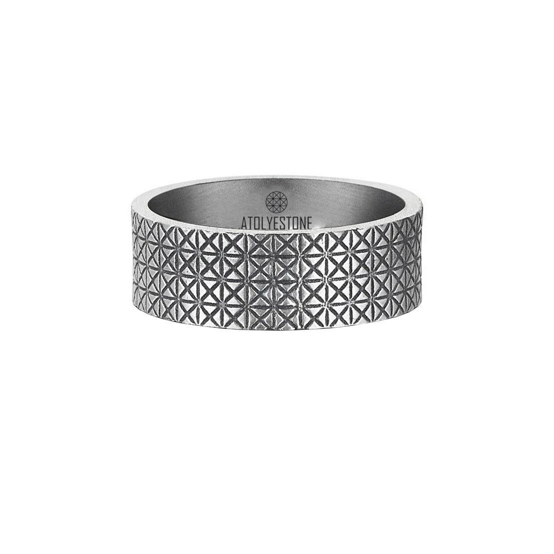 Men's 8 mm Sterling Silver Signature Ring - Atolyestone