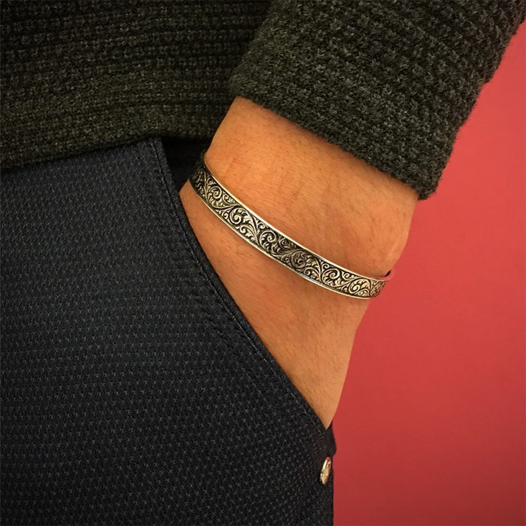 Men's Classic Cuff Bracelet in 925 Sterling Silver - Atolyestone